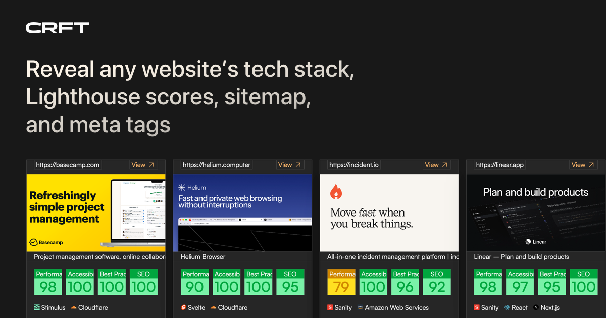 CRFT Lookup: Detect Any Website's Tech Stack